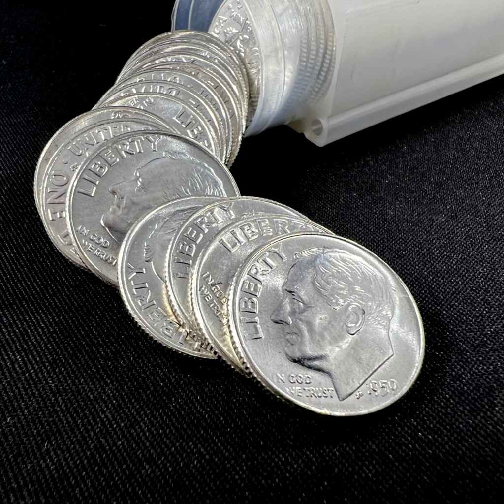 90% Silver Roosevelt Dime Roll - $5 Face Value - BU • Capital Coin ...