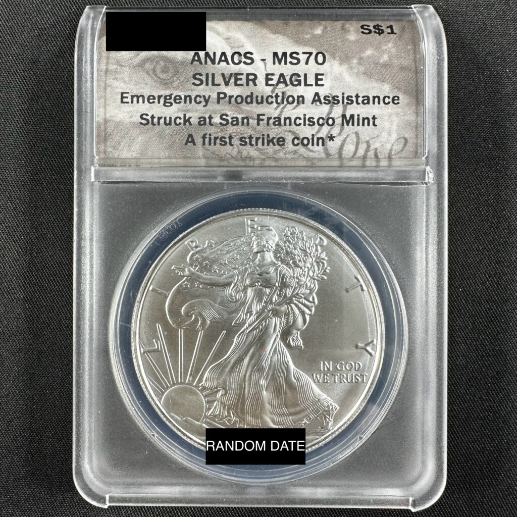 1oz American Silver Eagle MS70 ANACS Graded (Random Date) • Capital ...